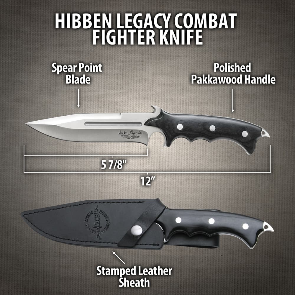 Hibben Legacy Combat Fighter Knife with Leather Sheath Hibben Legacy Combat Fighter Knife with Leather Sheath