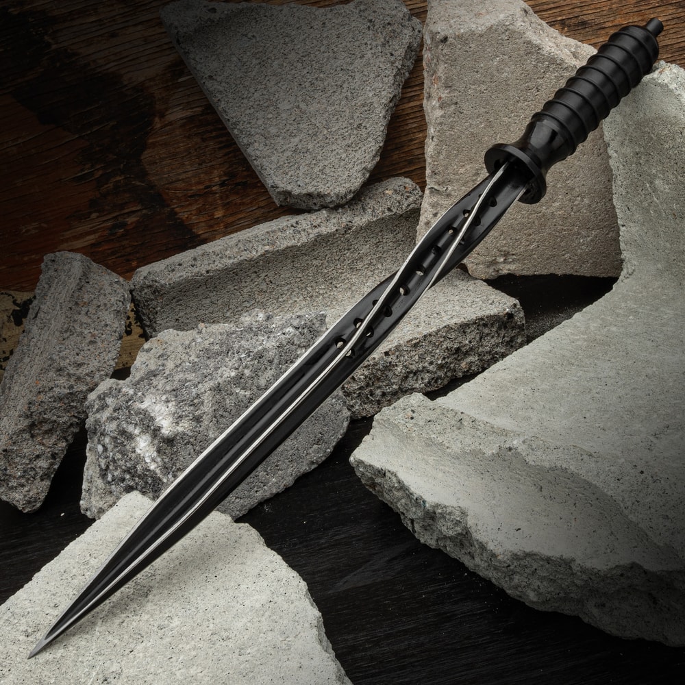 Black Titanium Spiral Dagger With Sheath
