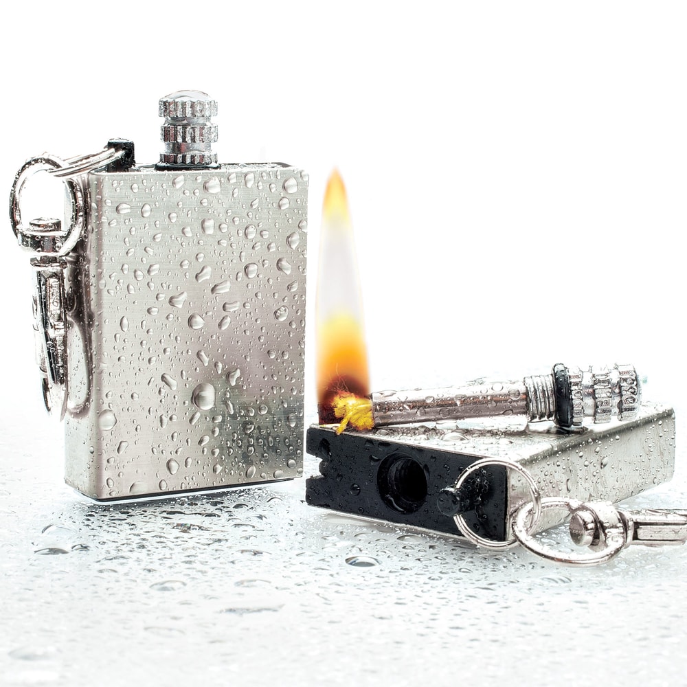Waterproof Permanent Match Survival Lighter Keychain Stainless