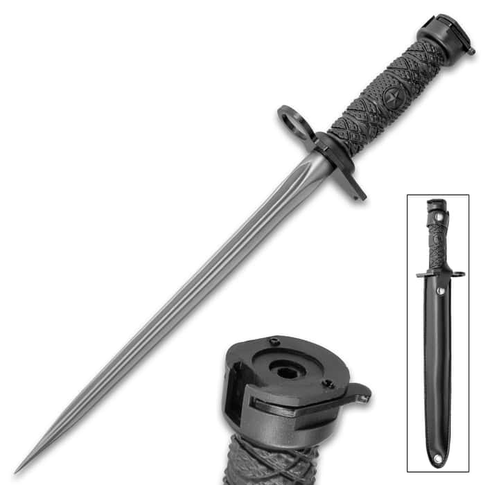 Grey Rifle Bayonet And Sheath Stainless Steel Grey Rifle Bayonet And Sheath Stainless Steel