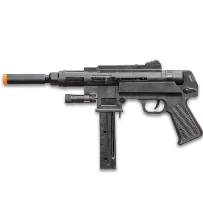 Spring Powered Mini Uzi Airsoft Gun with Red Laser - BUDK.com