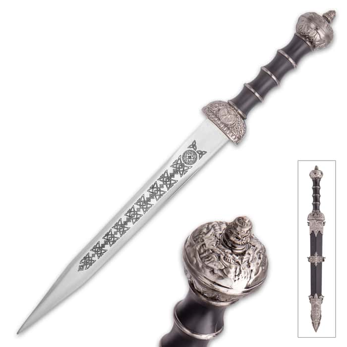 Ebony Knight Medieval Short Sword With Scabbard