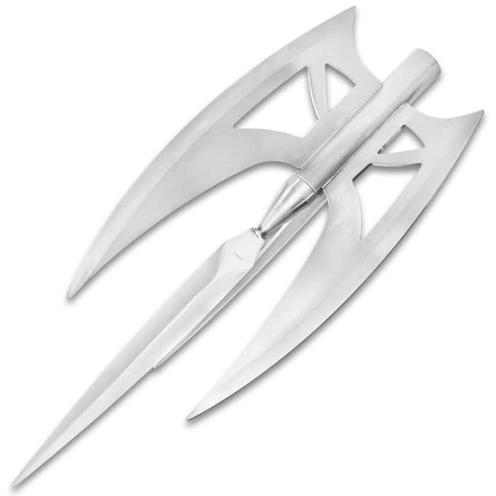 Three Bladed Trident With Spike Stainless Steel