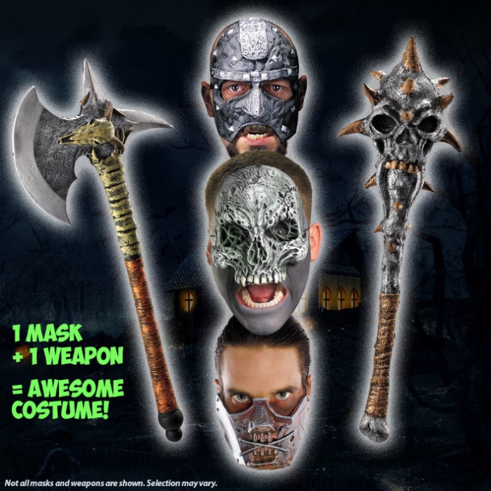 Mystery Scary Halloween Costume - Mask and Prop Weapon | BUDK.com ...