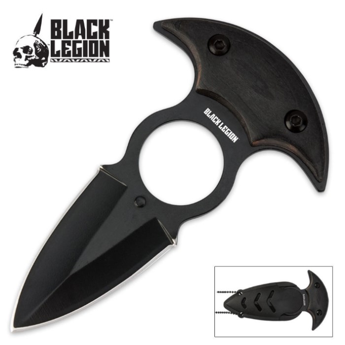 Black Legion Tactical Push Dagger With Neck Sheath | Kennesaw Cutlery