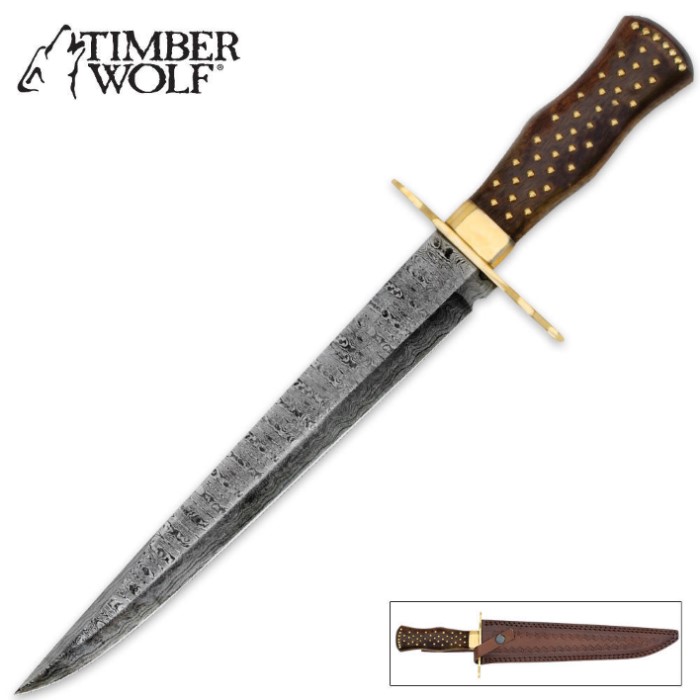 Timber Wolf Middle Ages Damascus Hunting Dagger | BUDK.com - Knives ...