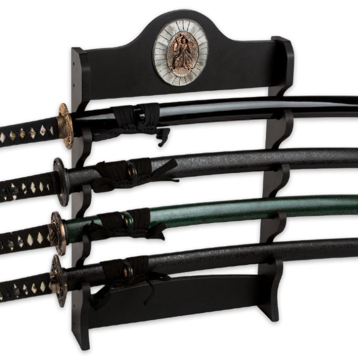 Four Tier Samurai Sword Wall Mount Display | BUDK.com - Knives & Swords ...
